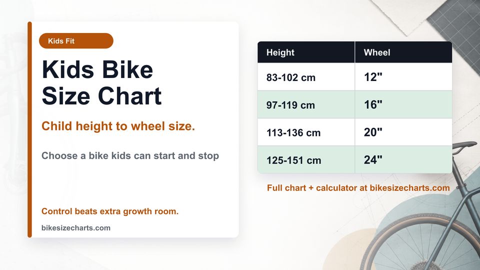 Kids Bike Size Chart by Height, Age, and Wheel Size | Bike Size Finder