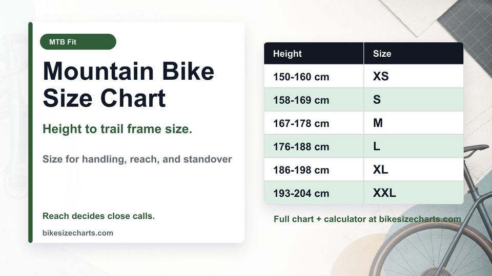 Mountain Bike Size Chart by Height and Inseam | Bike Size Finder